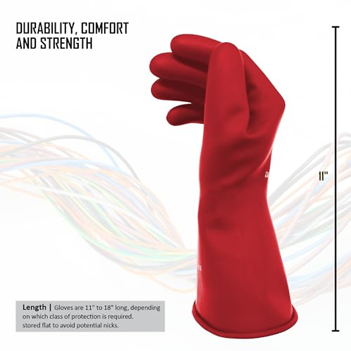 MAGID Insulating Electrical Gloves, Size 9, Class 0 | Cuff Length - 11", Lineman Gloves, Electrician Gloves, Voltage Gloves, M011R9