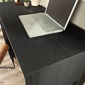 Sauder Acadia Way Single Pedestal Desk in Raven Oak with Timber Oak Accents