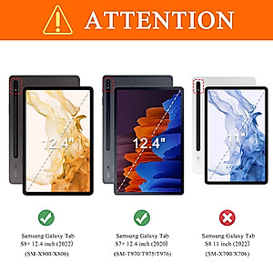 Soke Galaxy Tab S8 Plus/S7 FE/S7+ Case 12.4 Inch,with S Pen Holder&Built-in Screen Protector,Rugged Full Body Protective Case for Samsung Galaxy Tab S8+ 2022/S7 FE 2021/Tab S7 Plus 2020, Black