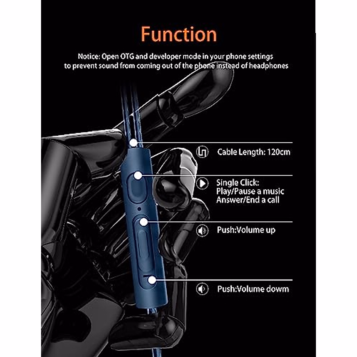 MAS CARNEY TI9 Wired USB Type C Headphones, USB C Earbuds, in-Ear Earphones with Microphone for Samsung S20, Huawei P30 P40, Oppo, Honor, Google Pixel and Other Smartphones with Type-C Interface