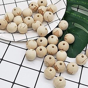 300pcs 20mm Wood Beads Natural Unfinished Round Wooden Loose Beads Wood Spacer Beads for Craft Making Decorations and DIY Crafts