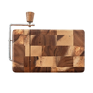 Bloomingville Suar Wood and Stainless Steel Cheese Slicer, Natural