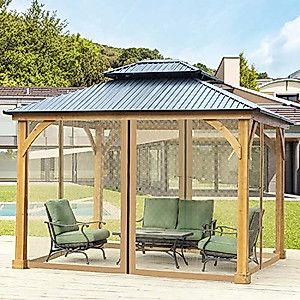 Aoodor Universal 10' x 12' Gazebo Netting Screen Replacement 4-Panel Sidewalls for Patio (Only Netting)