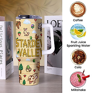 Stardew Farm Valley Collection Tumbler Game Stardew Coffee Valley Tumble Stainless Steel Vacuum Insulated, Thermos Mug With Lids And Straws, Travel Coffee Valley Cup Farm Gifts