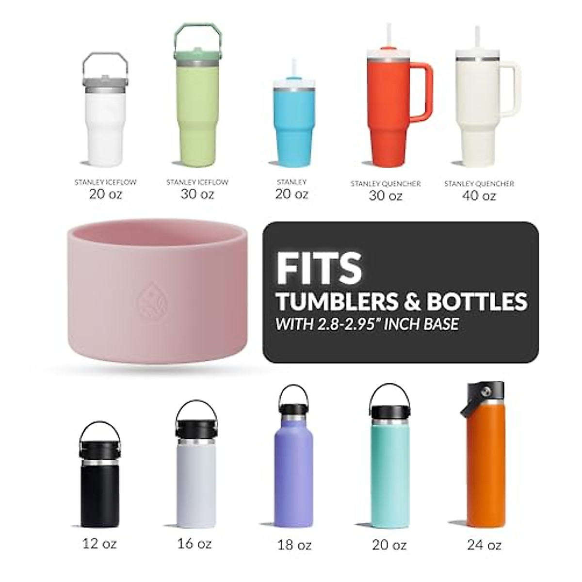 REUZBL Pastel Silicone Bottle Boot Sleeve for Stanley Tumblers 20-40oz, Hydro Flask Tumblers, Simple Modern Tumblers, Iron Flask Tumbler, Similar Tumblers, Tumbler Water Bottle Accessory