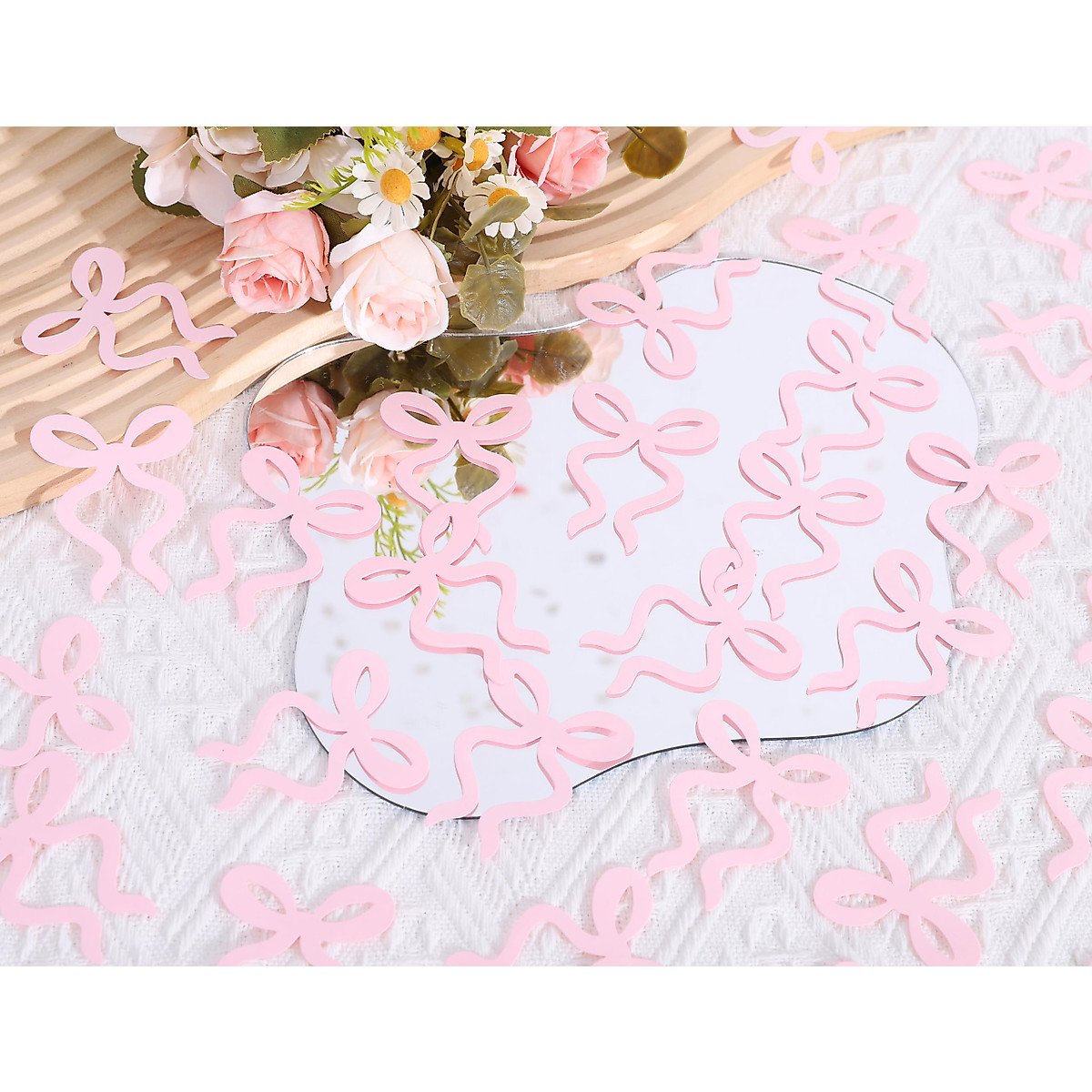 Pink Bow Confetti - She's Tying The Knot Bachelorette Party Confetti,Bow Bridal Shower Decorations,Tying The Knot Bridal Shower