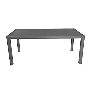 Christopher Knight Home Eli Outdoor Tempered Glass Dining Table with Aluminum Frame, Gray