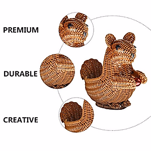 Healifty Laundry Basket Toy Towels Blanket Basket Home Decor Gift Rattan Woven Storage Basket Squirrel Storage Container Wicker Baskets Christmas Tabletop Organizer Nursery Storage Baskets