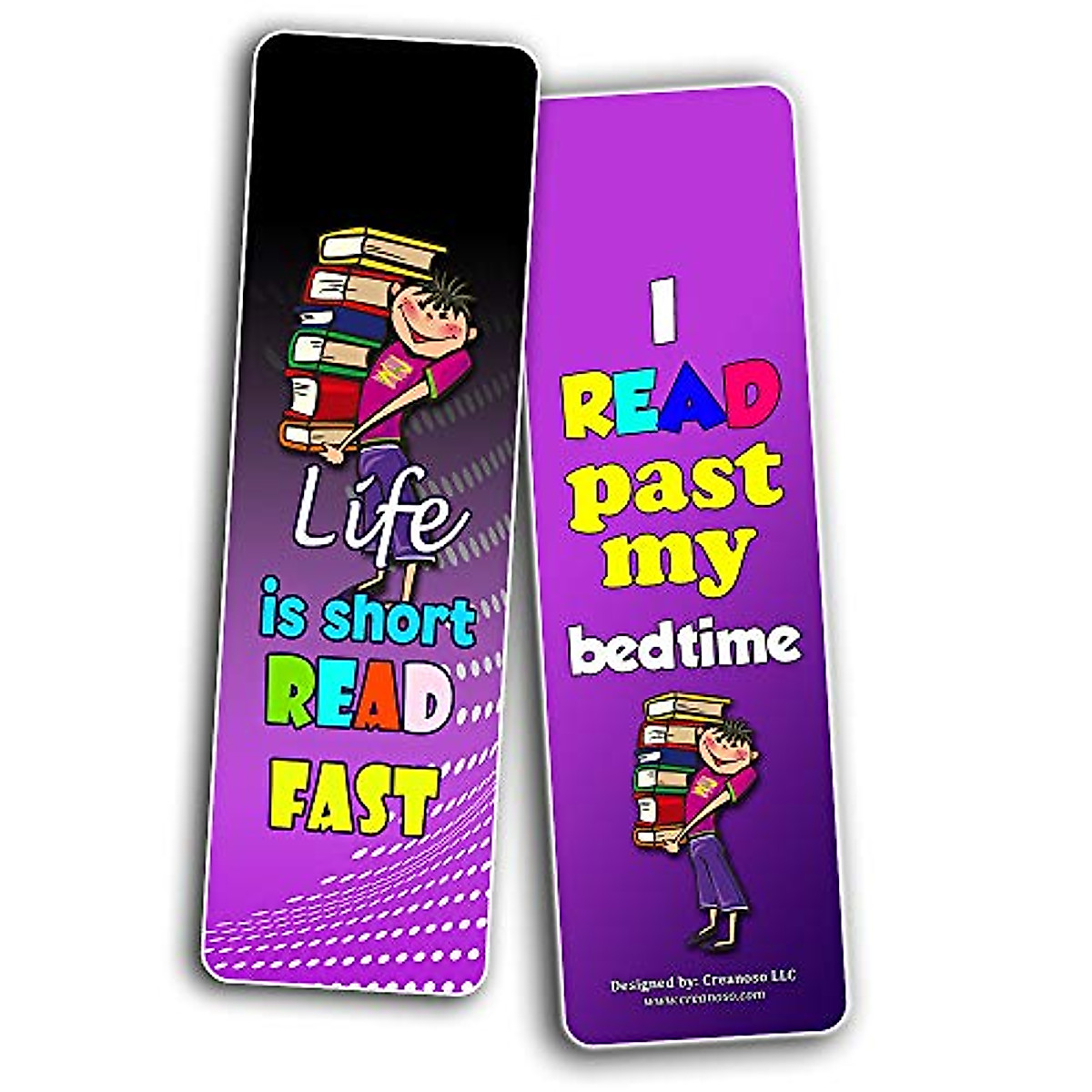 Creanoso Fantastic Reading Bookmarks for Kids (60-Pack) – Awesome Book Page Marker Clip Set – Premium Gift for Boys & Girls, Children – Rewards Incentives – Card Stock – Teacher Rewards