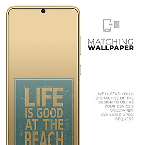 DesignSkinz Grungy Life is Good at The Beach Protective Vinyl Decal Wrap Skin Cover Compatible with The Samsung Galaxy S20 (Screen Trim & Back Glass Skin)
