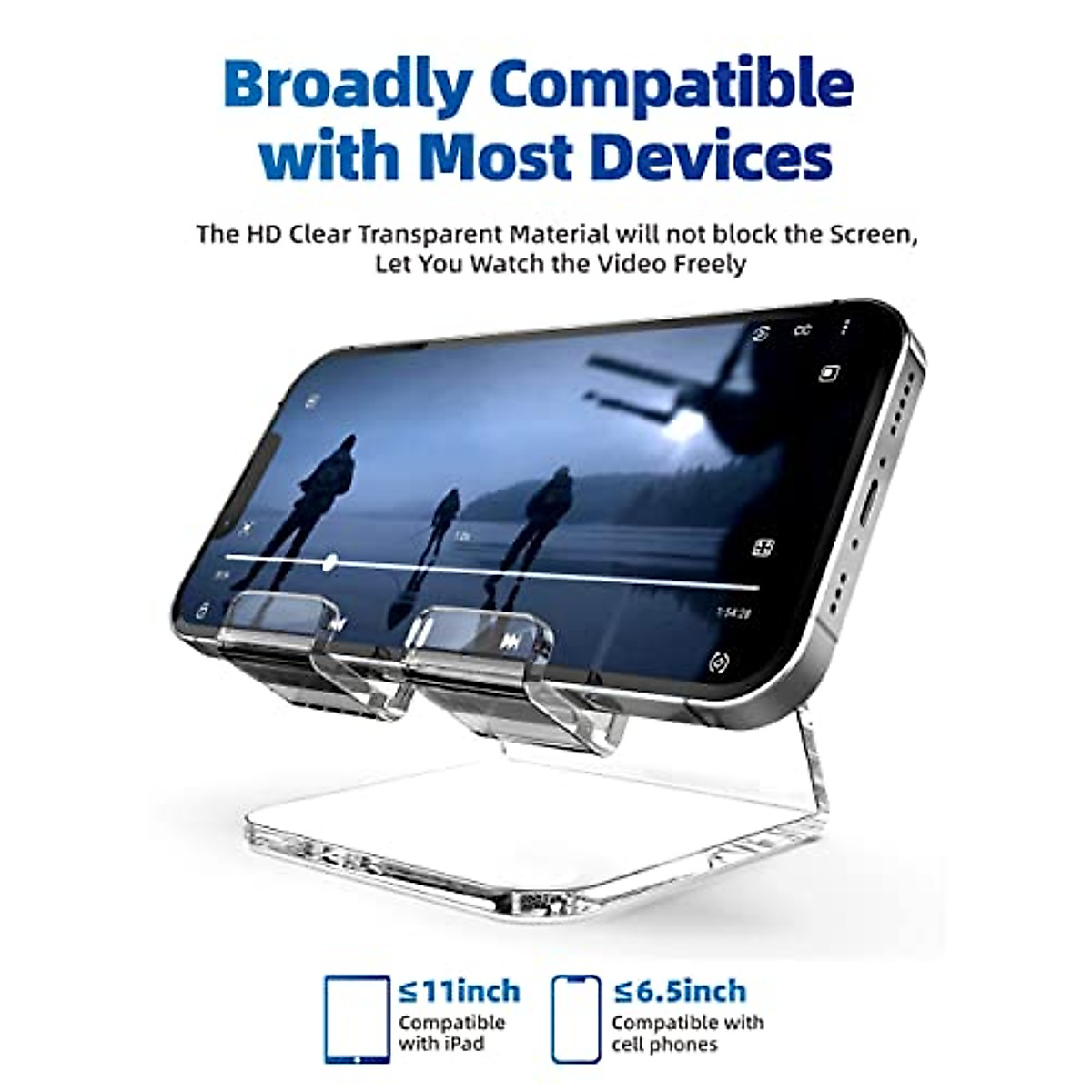 TOPGO Acrylic Cell Phone Stand, Clear Phone Holder for Desk, Office Desktop, Bedside Table, Compatible with iPhone 14/Samsung/Smartphones/iPad Mini