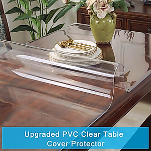 1.5mm Thick Rectangular Clear PVC Table Cover Protector 12x24 inch Non-Slip Plastic Desk Cover Pads for Dresser Coffee Table Crystal Vinyl Table Cloths for Writing Painting Desk Waterproof Easy Clean