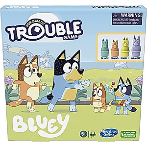 Trouble: Bluey Edition Board / Fun Game for Kids Ages 5 and Up, Game for 2-4 Players, Race Bluey, Bingo, Bandit, or Chilli to The Finish (Amazon Exclusive)