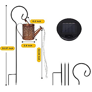 2 Pack Solar Watering Can with Lights,Solar Lanterns Outdoor Hanging Waterproof Garden Decor,Solar Lights Outdoor Garden Decorative,Retro Metal Solar Garden Lights Yard Decorations for Lawn Path Patio