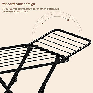 Serchou Double Wings Drying Rack Indoor Folding Hanger Household Wrought Iron Painting Floor Coat Rack, Black