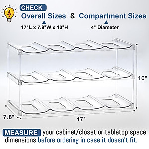 3 Tier Stackable Water Bottle Organizer Holder for Cabinet - for Stanley 40 oz & Others' Large Cup, Tumbler Organization - Clear Wine Rack, Home Kitchen Countertop Fridge Pantry Shelf Storage, Hold 12