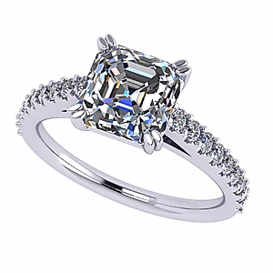NANA Jewels 10k Gold 2.00ct Asscher Cut Cathedral Solitaire Engagement Ring, Pure Brilliance Zirconia - Size 7.5