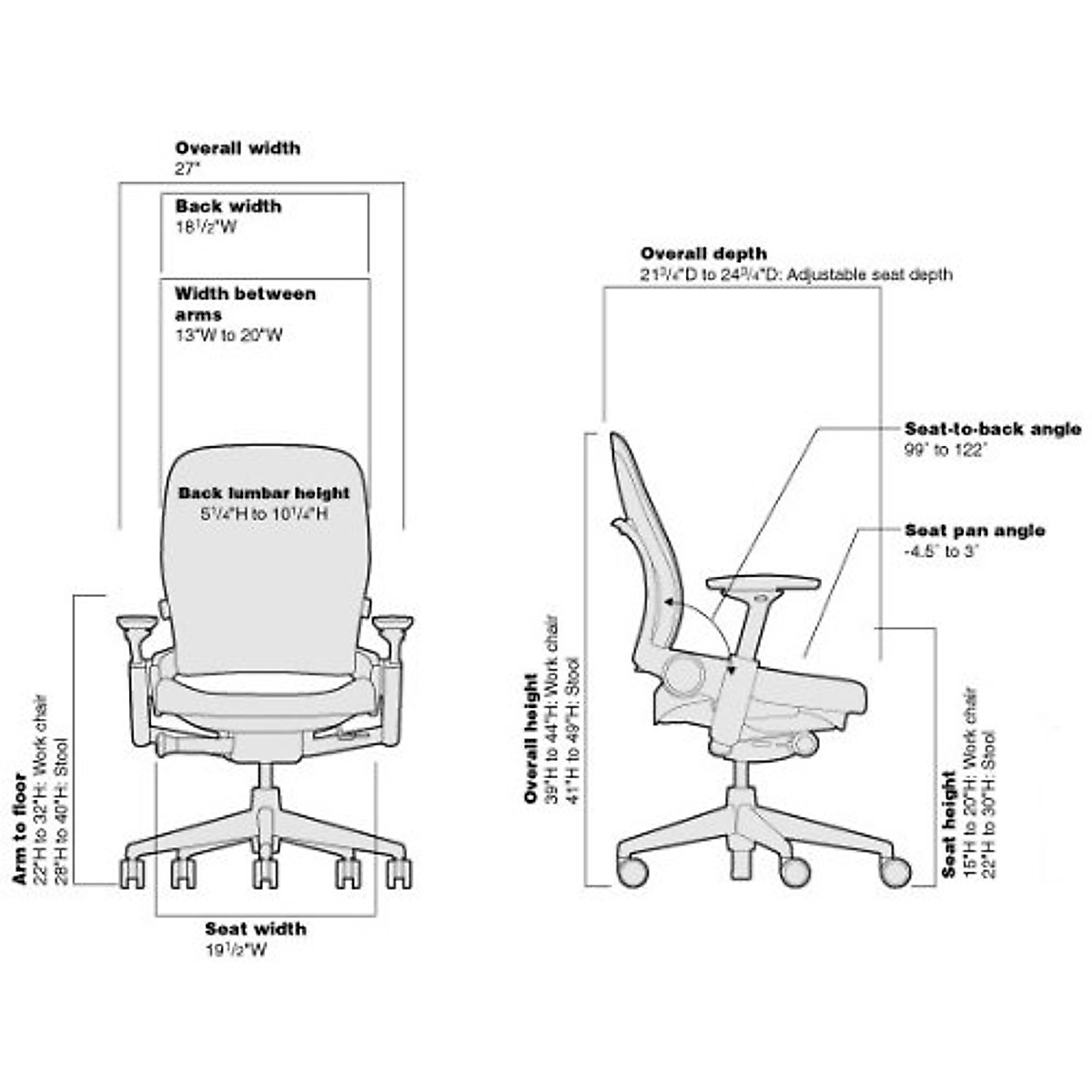 Steelcase Leap Fabric Chair, Black, -