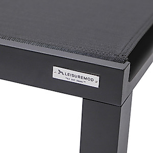 LeisureMod Marlin Poolside Outdoor Patio Lawn and Garden Modern Black Powder Coated Aluminum Frame Suntan Sling Chaise Lounge Chair, Set of 2