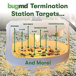 BugMD Termination Station Pest Trapper - Flea Trap with Light and Refills, Sticky Trap for Ants, Cockroaches, Tick and Flea, Bug Catcher, Roach Trap