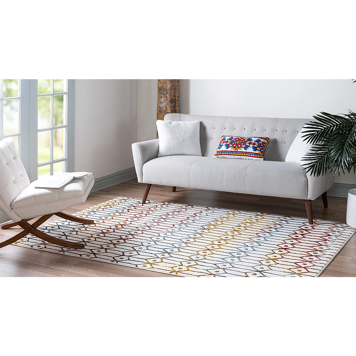 Rugs.com Lattice Trellis Collection Rug – 8' x 10' Multi Low-Pile Rug Perfect for Living Rooms, Large Dining Rooms, Open Floorplans