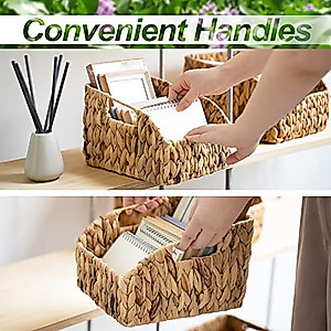 FairyHaus Wicker Baskets 2 Pack 11x9x7" & 9.5x7.5x6.5", Natural Water Hyacinth Wicker Storage Basket for Organizing, Hand-woven Big Wicker Basket with Handles, Large & Small Wicker Baskets Set for Storage Shelves