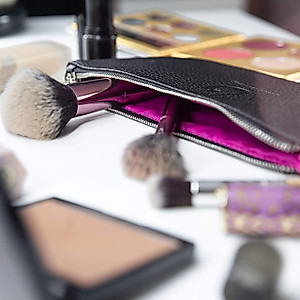 Beauty Junkees Makeup Brush Case Cosmetic Bag Black Make Up Brush Holder Pouch or Cosmetic Storage Organizer for Purse or Travel, Large Enough to Carry All Size Brushes, Cruelty Free