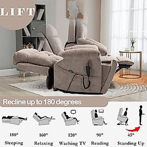 Recliner Chair Lay Flat Infinite Position Dual Motor Stand Up Lift Chair with Massage and Heat for Adults,Up to 400 LBS Recliners with 2 Remote Controls and 2 Cup Holders