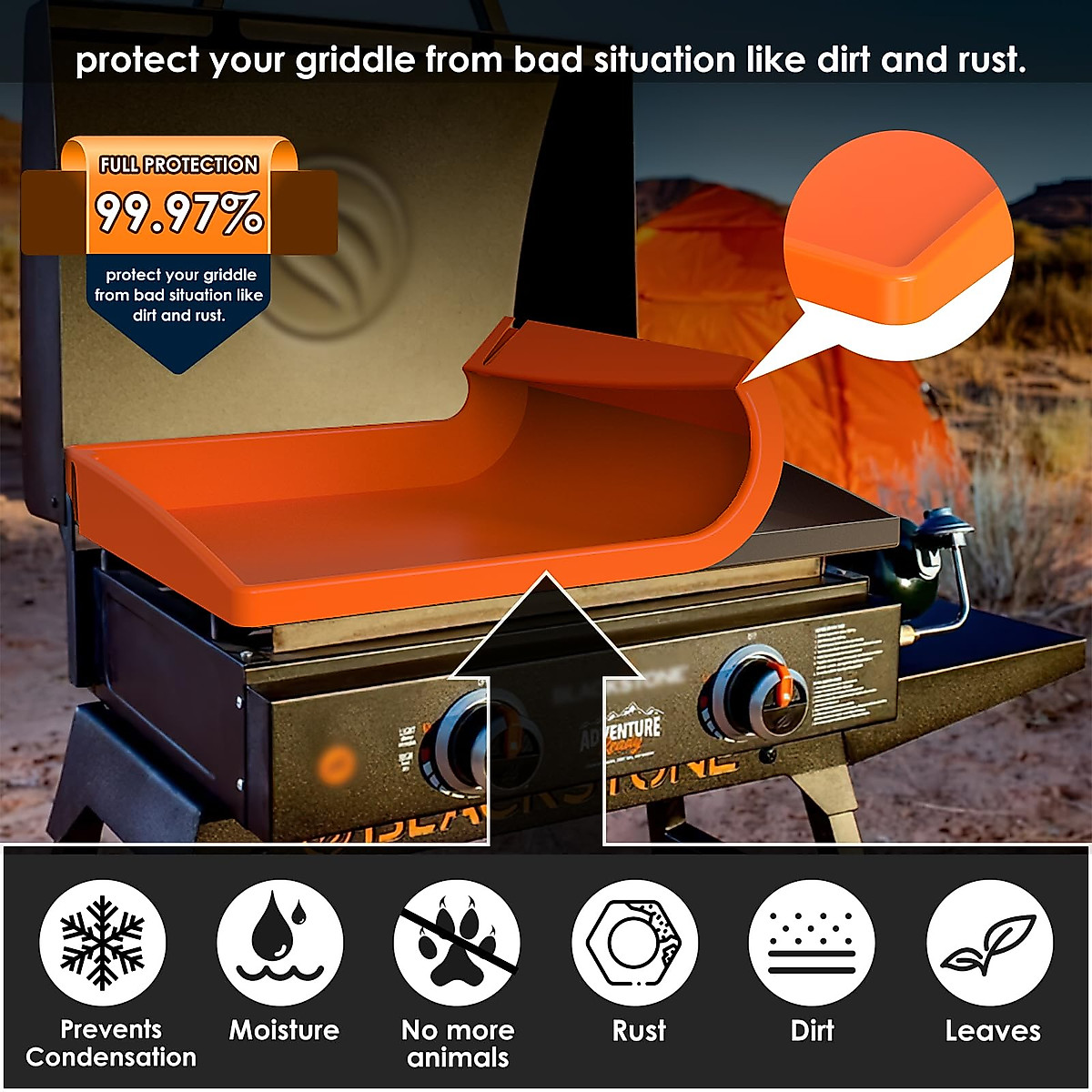 Upgraded Silicone Griddle Cover Mat Full-Edge for Grill 22" Blackstone, Griddle Top Edges,Heavy Duty Food Grade Blackstone Accessories Reusable&Durable,Protect Grill from Rust,Insects & Leaves