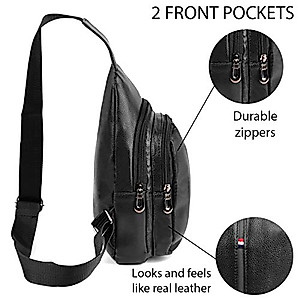 WESTEND Crossbody Leather Sling Bag with Adjustable Strap-Travel Small Daypack