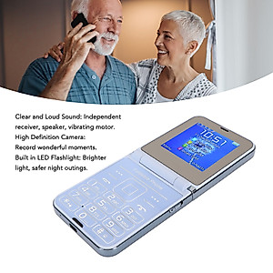 GOWENIC Big Cell Phone for Seniors, Flip Design, Dual Screen Display, Large Buttons, Quick Dial, Clear Sound, HD Camera, LED Flashlight for Seniors (Blue)