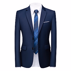 UNINUKOO Mens Blazer Jacket Casual 2 Buttons Suit Jacket Single Breasted Sport Coats Modern Wedding Tux Blazer US Size 32 Navy