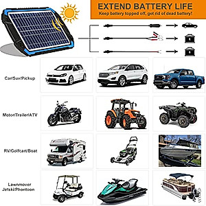 SUNER POWER 12V Solar Car Battery Charger & Maintainer, 6W Waterproof Solar Trickle Charger, Portable Solar Charger, High Efficiency Solar Panel Kit for Deep Cycle Marine RV Trailer Boat