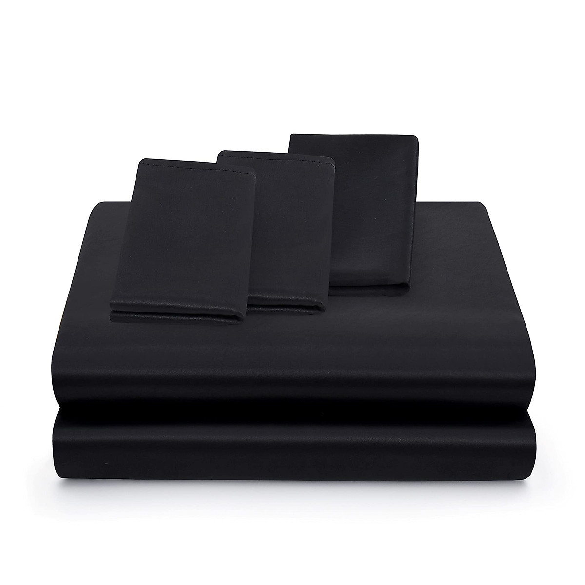 Entisn 5Pcs Black Full Size Sheet Set with Body Pillow Cover, Silky Satin Sheet Set, Luxury Bedding Sets, Breathable & Ultra Soft Bed Sheet Set Includes 1 Fitted Sheet, 1 Flat Sheet, 2 Pillowcases