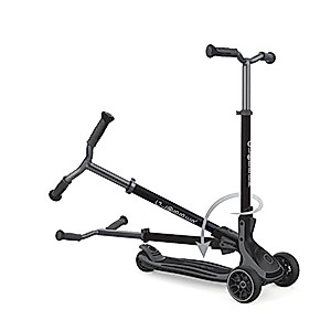 Globber Ultimum Scooter | 3-Wheel Kick Scooter for Adults & Kids 5+ | Foldable Kick Scooter with Safe, Non-Slip Deck & Premium Brakes (Grey)