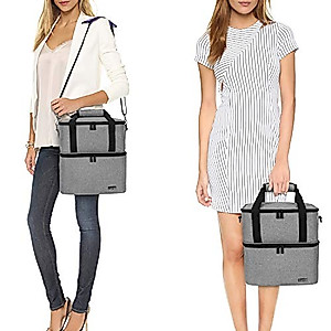 Luxja Breast Pump Bag with 2 Insulated Compartments for Breast Pump and Cooler Bag, Pumping Bag for Working Mothers (Fits Most Major Breast Pump), Gray