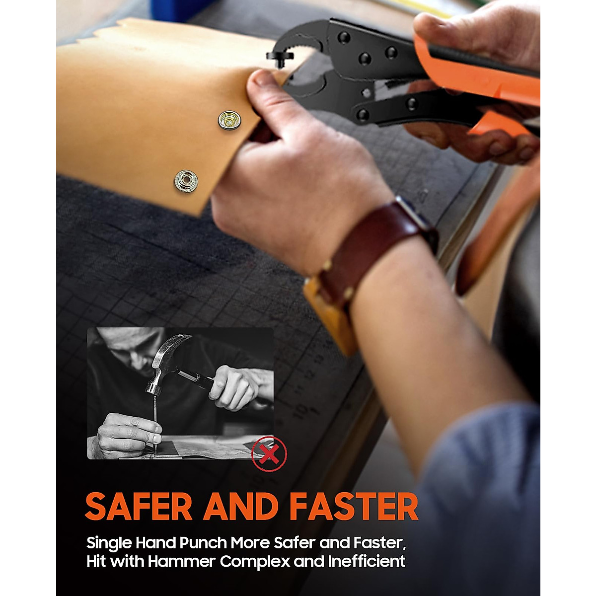 Heavy Duty Snap Fastener Tool Adjustable Snap Setter Tool Includes 20 Sets 15mm Snaps for Boat Cover, Replacing Metal Snaps, Repairing Boat Covers, Canvas, Sewing, Tarps