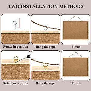 Cork Board Bulletin Board, 15.7"X 12" pin Boards for Walls, Oak Wood Finish Frame, Wall Mounted Cork Board for Office Home and School(Pins, Eye Bolts, gaskets, Screws)