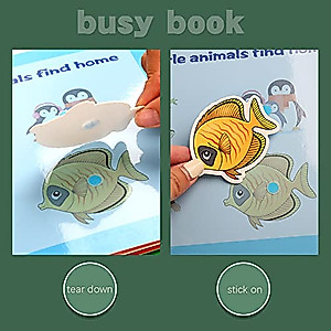 AMINY 4 Subjects Montessori Quiet Book Busy Board for Toddlers, Toddler Travel Toys, Sensory Toddler Activities, Montessori Educational Toys for 2 3 4 Year Old Boys Girls Gift