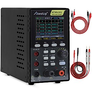 2 in 1 DC Power Supply Multimeter 60V/ 10A Benchtop Power Supply Multiple Protections 2.8" LCD USB Charging (60V/10A/300W/ATM6301)
