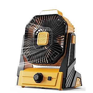 KopBeau Portable Camping Fan with Lights, 20000mAh Rechargeable Battery Operated Fan, Battery Powered Outdoor Beach Tent Fan with 3 Speeds & Hook, Personal USB Table Fan for Camping Accessories