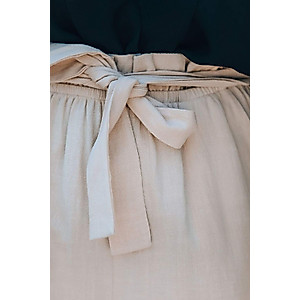 HVEPUO Ladies Short Pants with Elastic Waistband Soft Girl Aesthetic Tie in The Front Shorts Holiday Casual Korean Shorts Petite Shorts for Women Summer Beige S