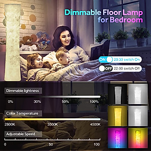 Houkiper RGB Floor Lamp - 61" Led Floor Lamps for Living Room Modern Smart Lamp Alexa App Control RGB Standing Lamp with DIY Mode, Music Sync & White Fabric Shade, Color Changing Led Lamp for Bedroom