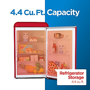 Commercial Cool CCRR4ALR 4.4 Cu. Ft, Vintage Style 2 Slide-Out Glass Shelves Refrigerator, Red