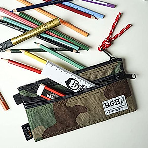 Rough Enough Small Pencil Case Bag Organizer for Boys Kids Adult Cordura Camo Military Slim