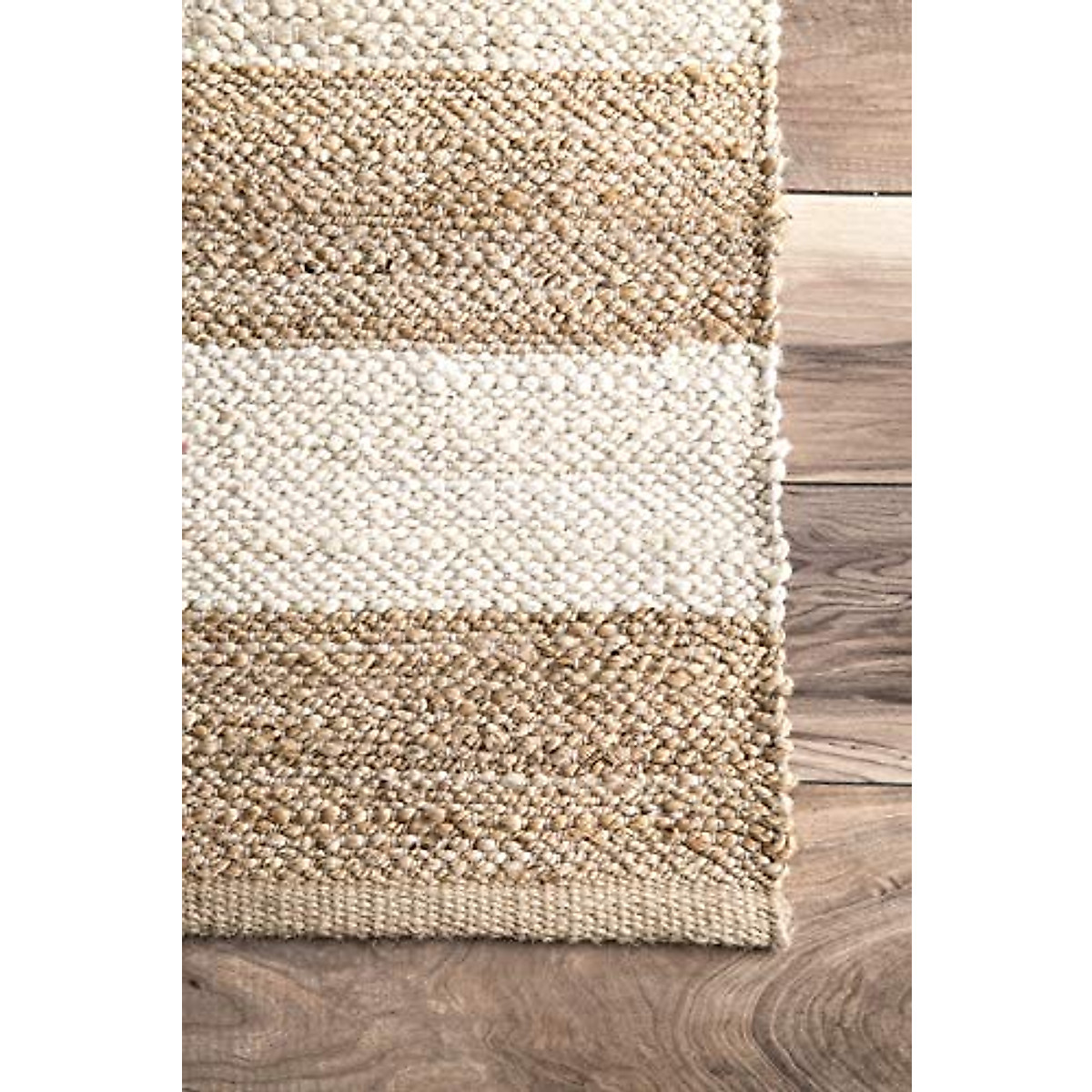 nuLOOM Alisia Flatweave Stripes Jute Runner Rug, 2' 6" x 6', Off-white