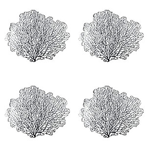 Home Details 4 Pack Coral Metallic Placemats | Detail Décor | Perfect Tablescape | Great for Dining Room | Kitchen Table | Island Counter | Coffee Table | Coral Design | Sliver