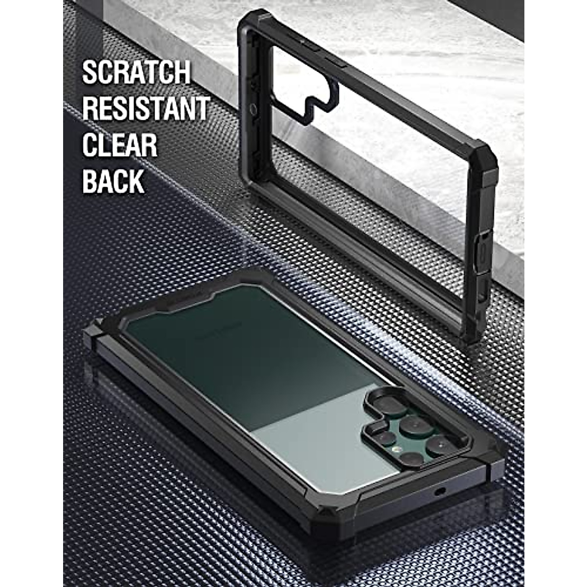 Poetic Guardian Case [6FT Mil-Grade Drop Tested] Designed for with Samsung Galaxy S22 Ultra 5G 6.8" (2022), Built-in Screen Protector Work with Fingerprint ID, Full Body Shockproof Case, Black/Clear