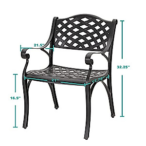 Nuu Garden Patio Dining Chairs Set of 2, Aluminum Outdoor Indoor Patio Chairs with Arms for Garden, Backyard, Porch, Black with Gold Points