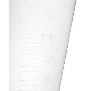 EISCO 12PK Conical Measures, 125ml - Polypropylene Plastic, Translucent - Pouring Spout - 5ml Raised Graduations - Hexagonal Base